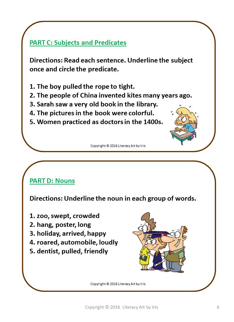 Parts of Speech & Punctuation Diagnostic – Literacy Art by Iris